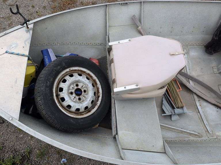 14' Lone Star jon boat with trailer, (2) outboard motors, fuel tank ...