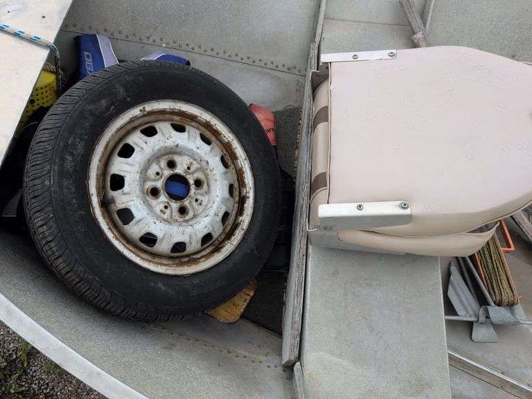 14' Lone Star jon boat with trailer, (2) outboard motors, fuel tank ...