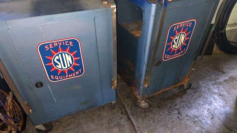 Two Sun Service Equipment metal rolling cabinets - Kaufman Realty ...