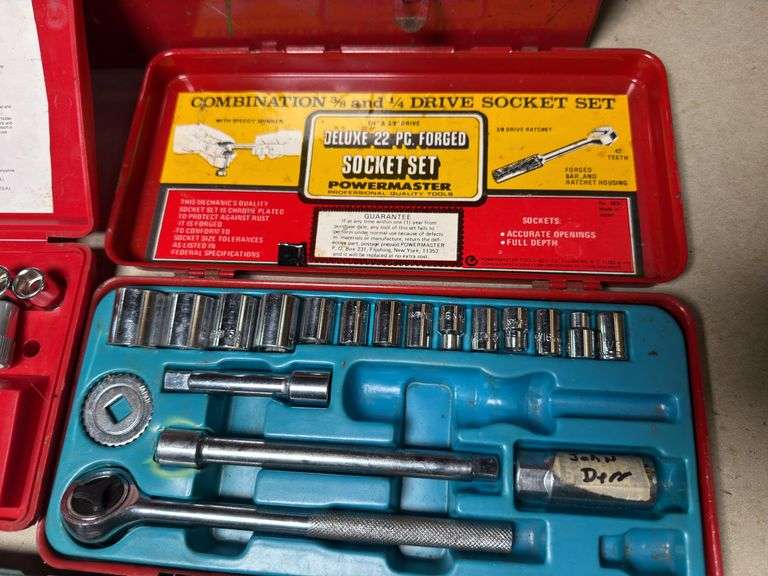 SOCKET SETS (2), WORK SHOPS SET AND TOOLBOX - Kaufman Realty & Auctions