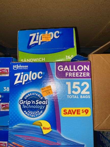 Large Box of Gallon Freezer Ziploc Bags, 1 Box of Sandwich Bags - Kaufman Realty & Auctions