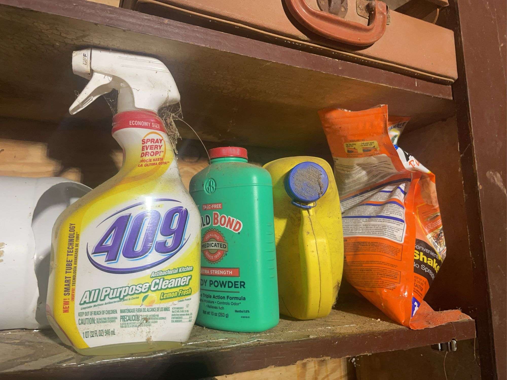 Contents of cabinet including insect & weed killers, antifreeze and ...
