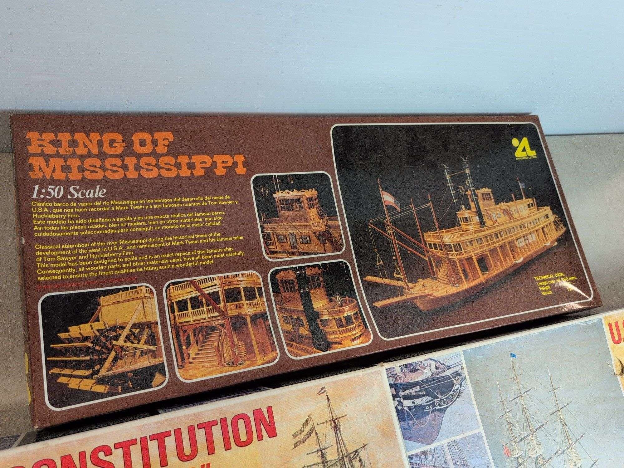 (2) USS Constitution model ships and King of Mississippi model ship ...