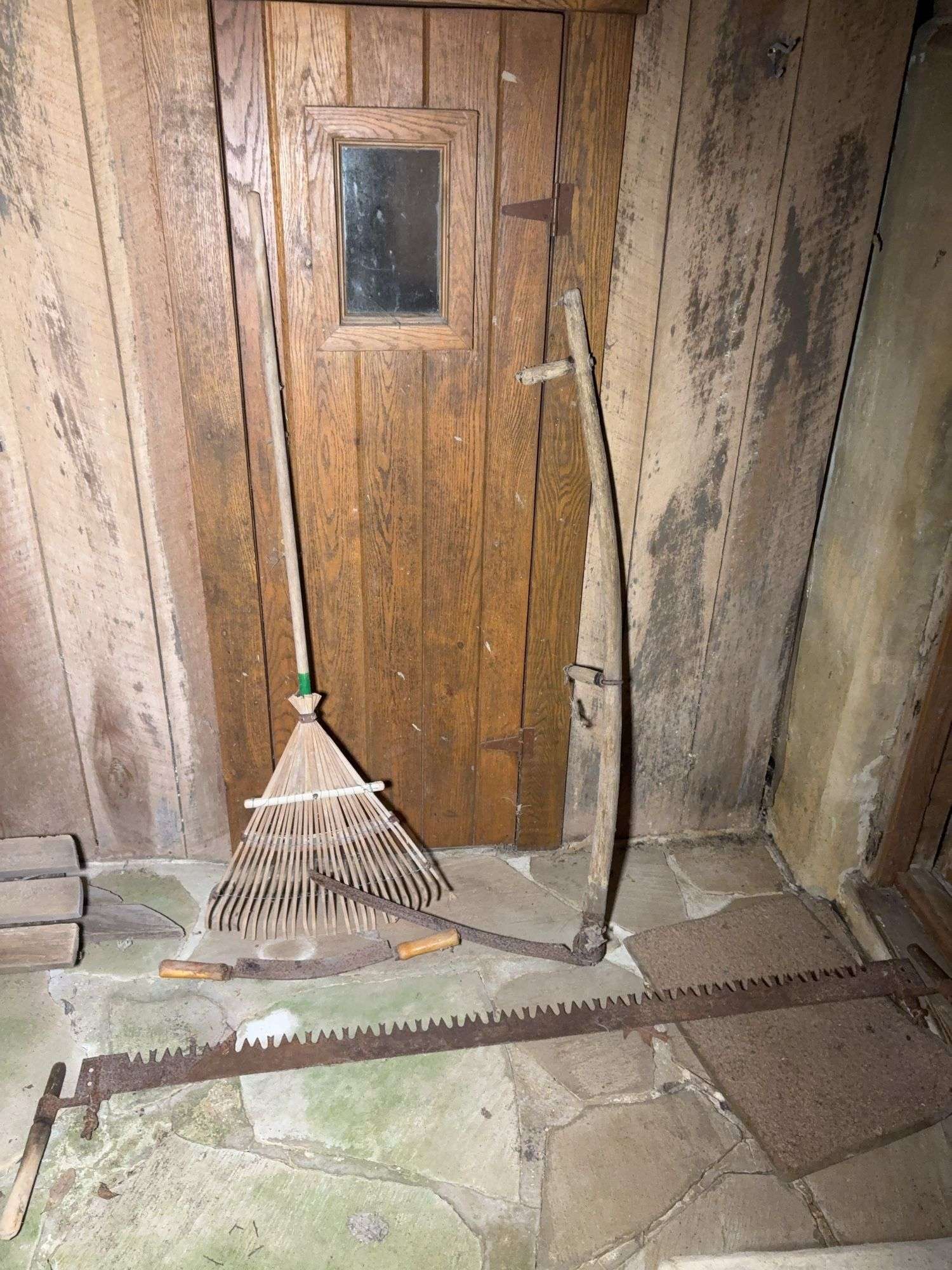 2-man saw, rake and scythe - Kaufman Realty & Auctions
