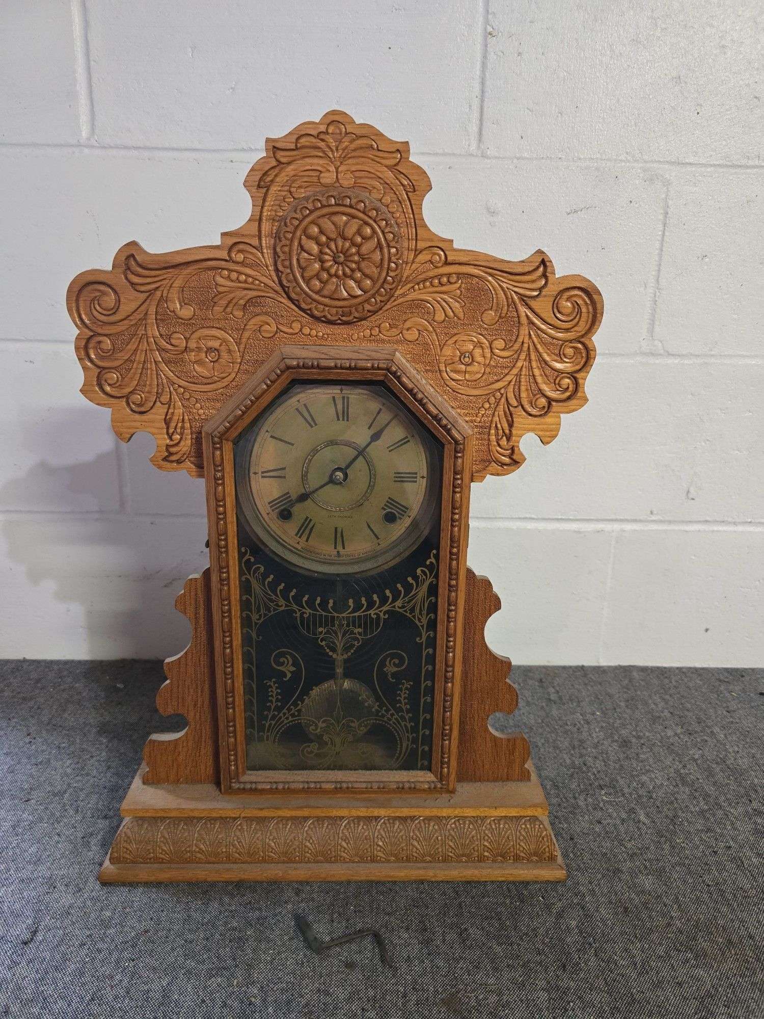 EARLY SETH THOMAS WINDUP MANTLE CLOCK WITH KEY AND PENDULUM - Kaufman ...