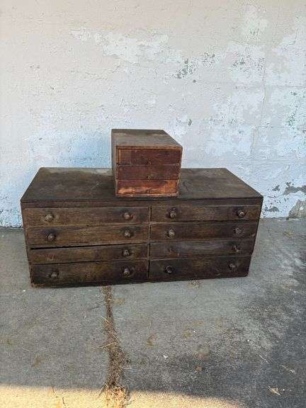 Antique Primitive Hardware Store Cabinet with Sectioned Drawers ...