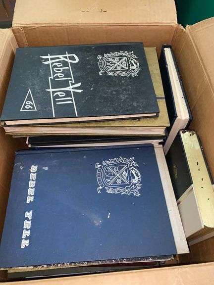 Large Box of Assorted Yearbooks and Books - Kaufman Realty & Auctions