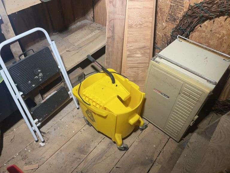 Small step ladder, mop bucket, and Coleman 3-way cooler - Kaufman ...