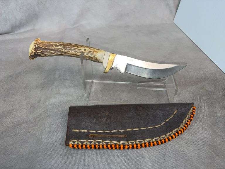 Custom Knife with Beaded Sheath - Kaufman Realty & Auctions