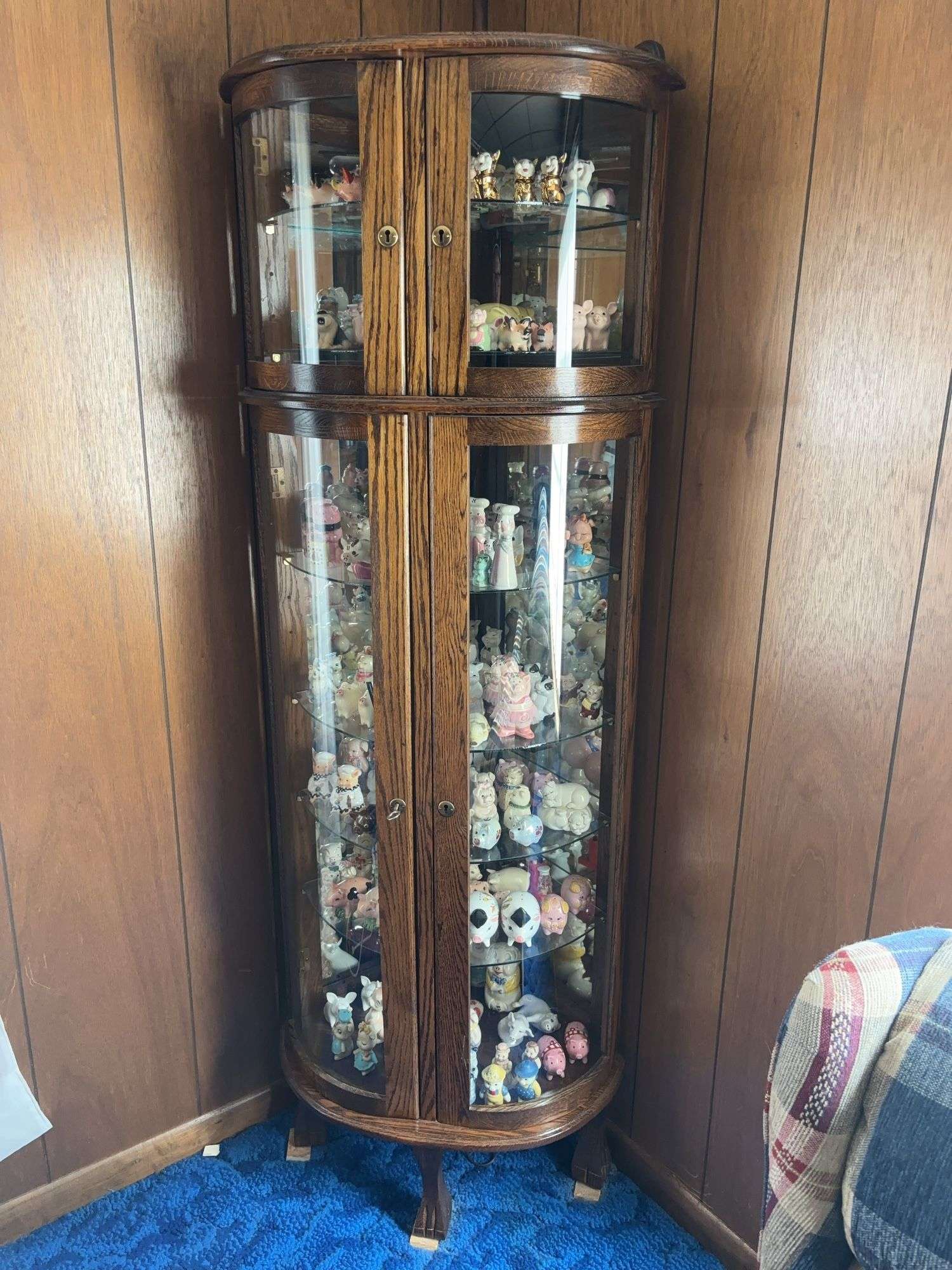 Curio Lighted Corner Cabinet w/Glass Shelves & Mirror 75” H ( no ...