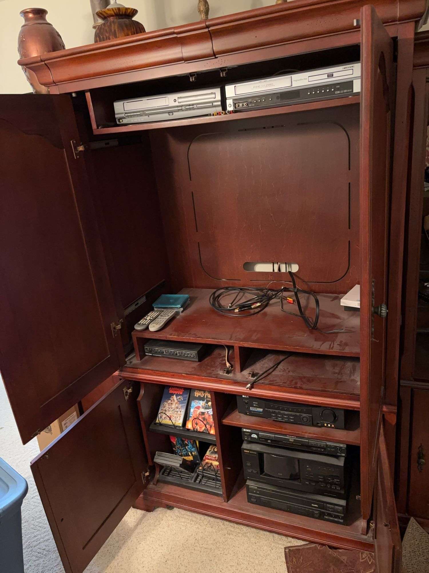 Tv cabinet and two side cabinets including contents of tv cabinet RCA ...