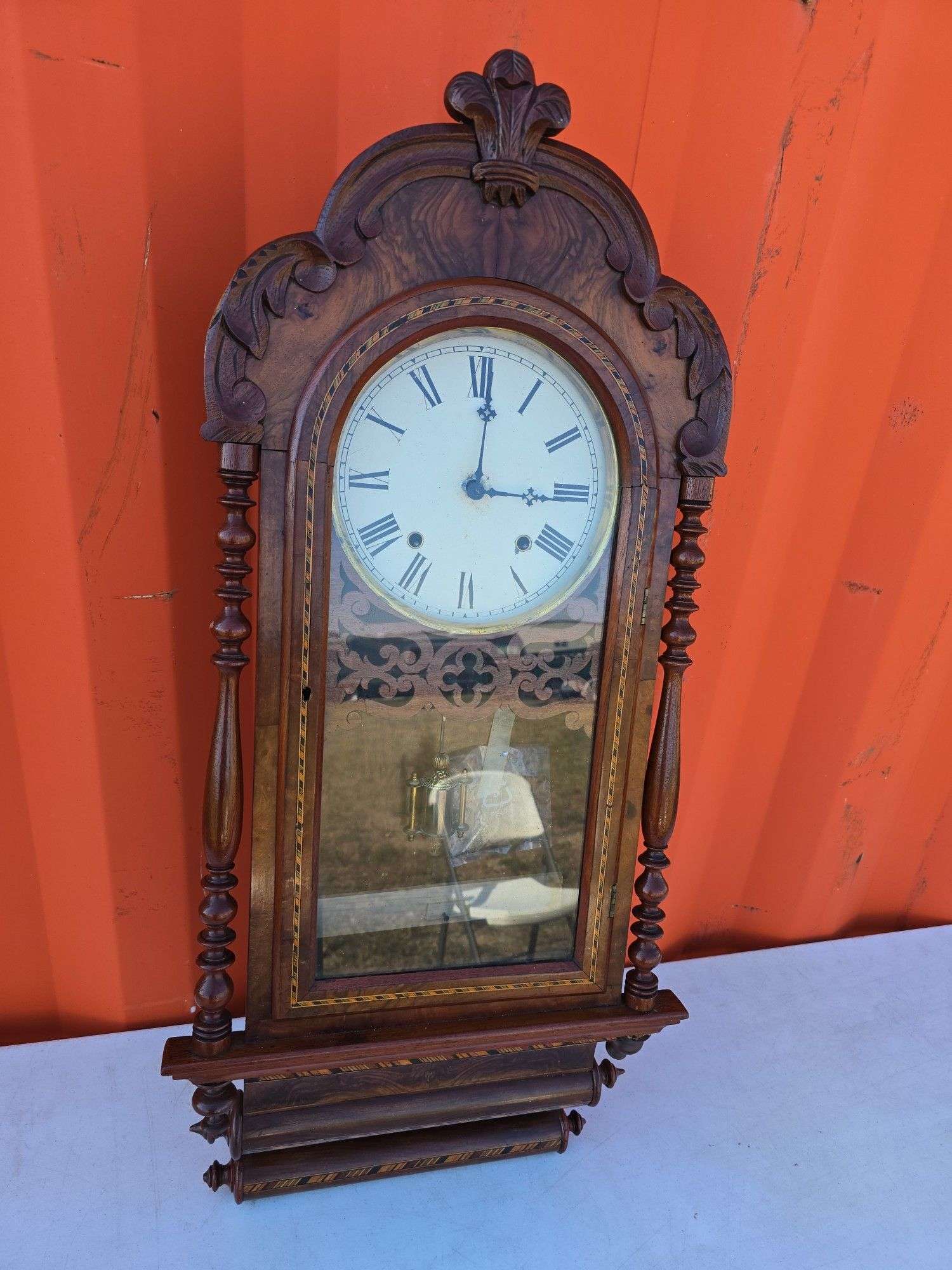 E.N. WELCH INLAID DROP DIAL WALL PARLOR CLOCK RARE - Kaufman Realty ...