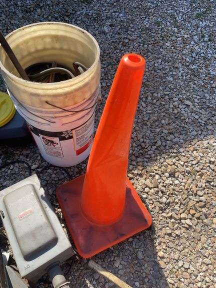 Cutler-Hammer electric boxes, Blitz oil drain, cone, buckets with ...