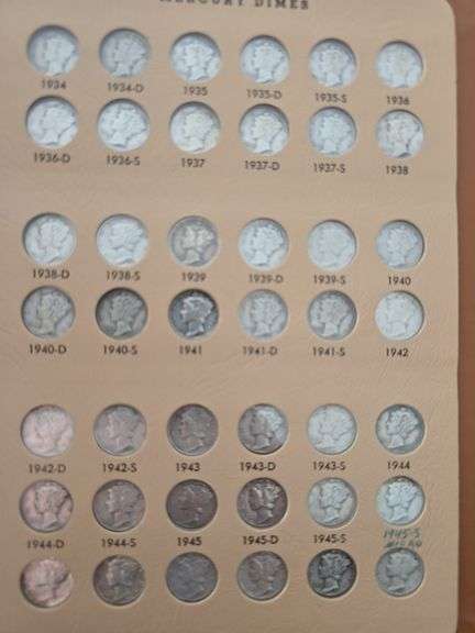 COMPLETE SET MERCURY DIMES IN ALBUM - Kaufman Realty & Auctions