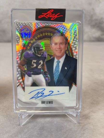 Ray Lewis Autographed Card Encased Leaf Metal 1/1 - Kaufman Realty ...